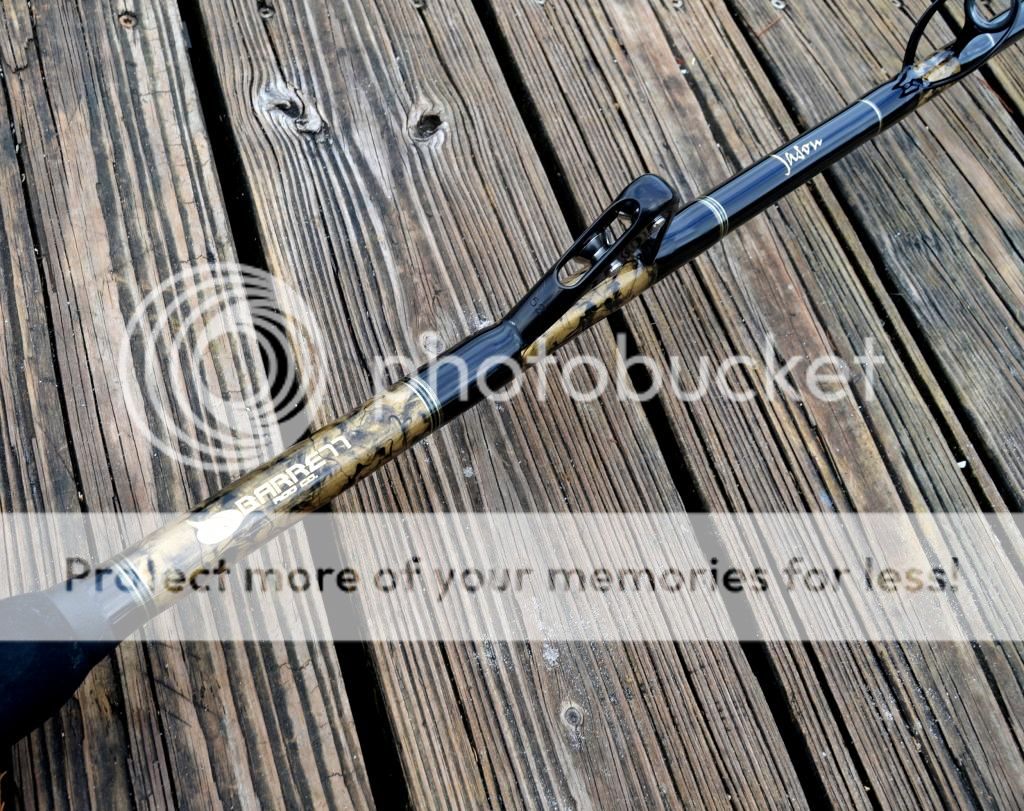 80-130lb 8ft black and gold marbled landbased shark rod | Bloodydecks