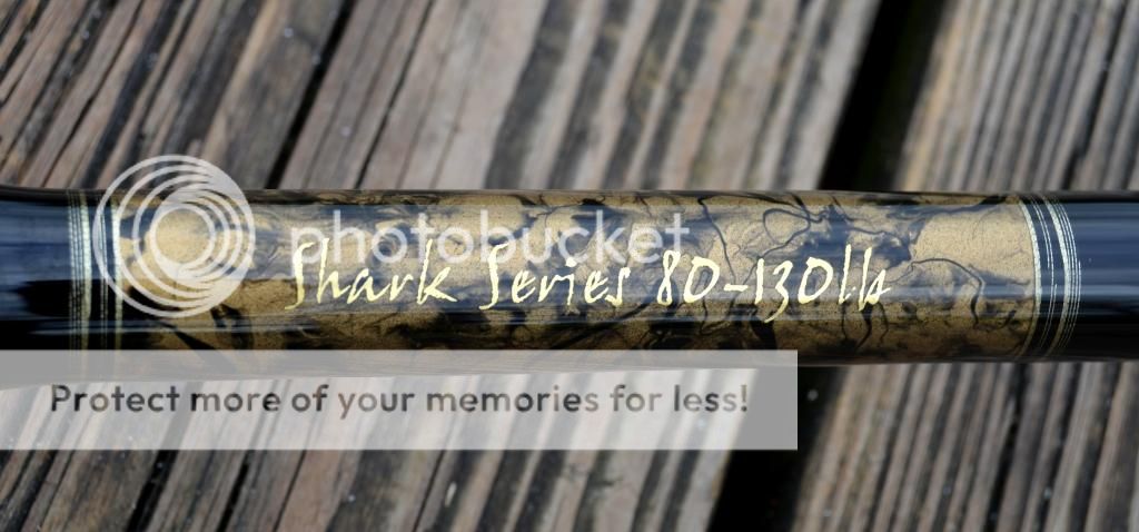 80-130lb 8ft black and gold marbled landbased shark rod | Bloodydecks